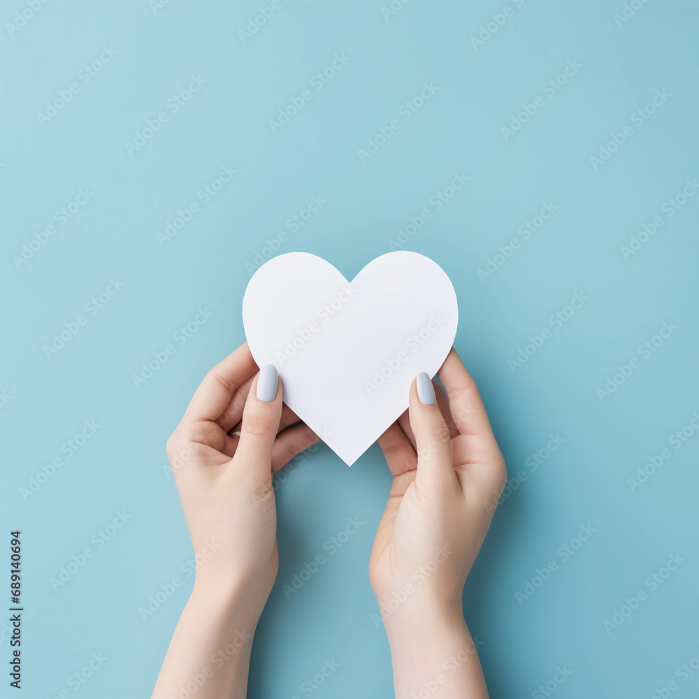 Woman hands holding white paper heart shape, Paper note for Happiness ...