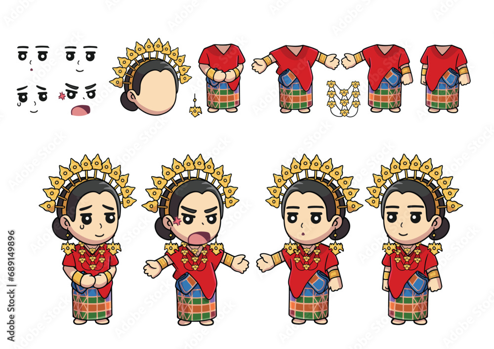 South Sulawesi Traditional Costume Set of Indonesian traditional ...