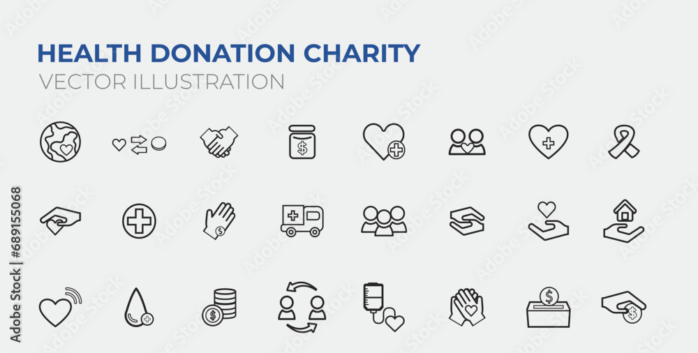 Health donation charity outline vector. Charity - thin line vector icon ...
