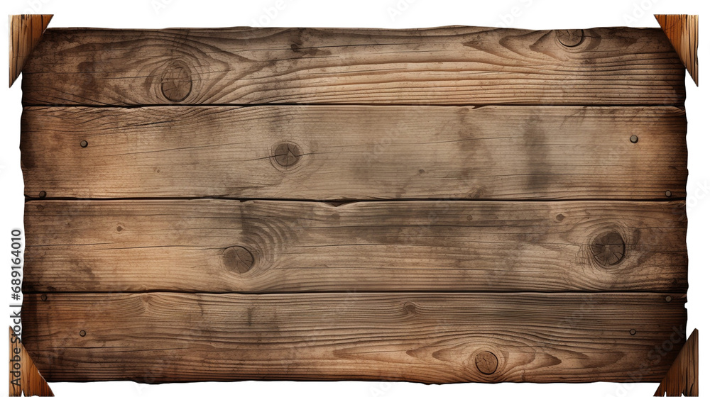 Retro aged wood rustic signboard isolated on transparent background ...