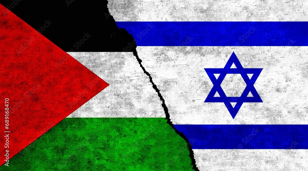 Flags of Palestine and Israel together. Israel and Palestine conflict ...
