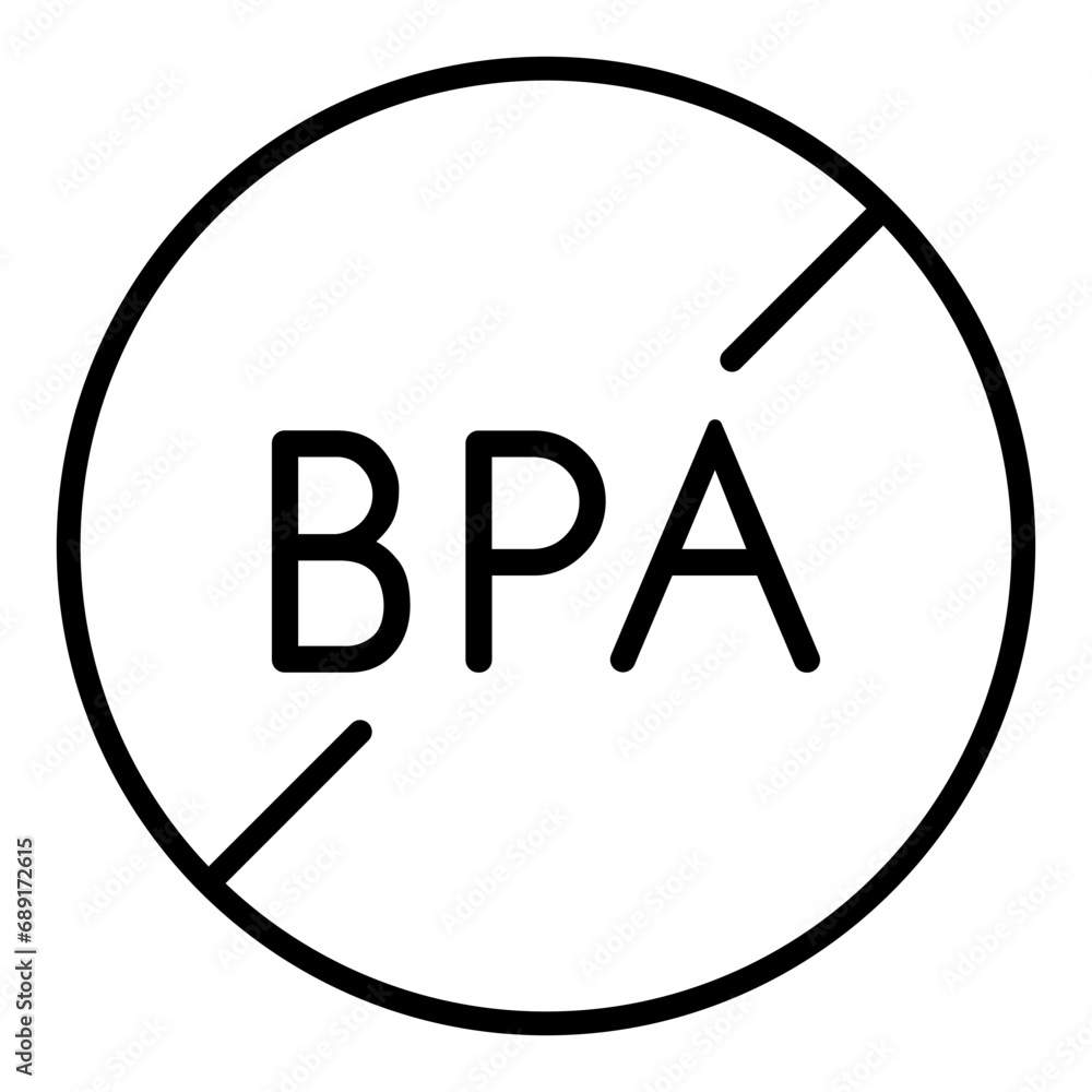 Black single round no bisphenol A 100% line icon, simple bpa no contain ...