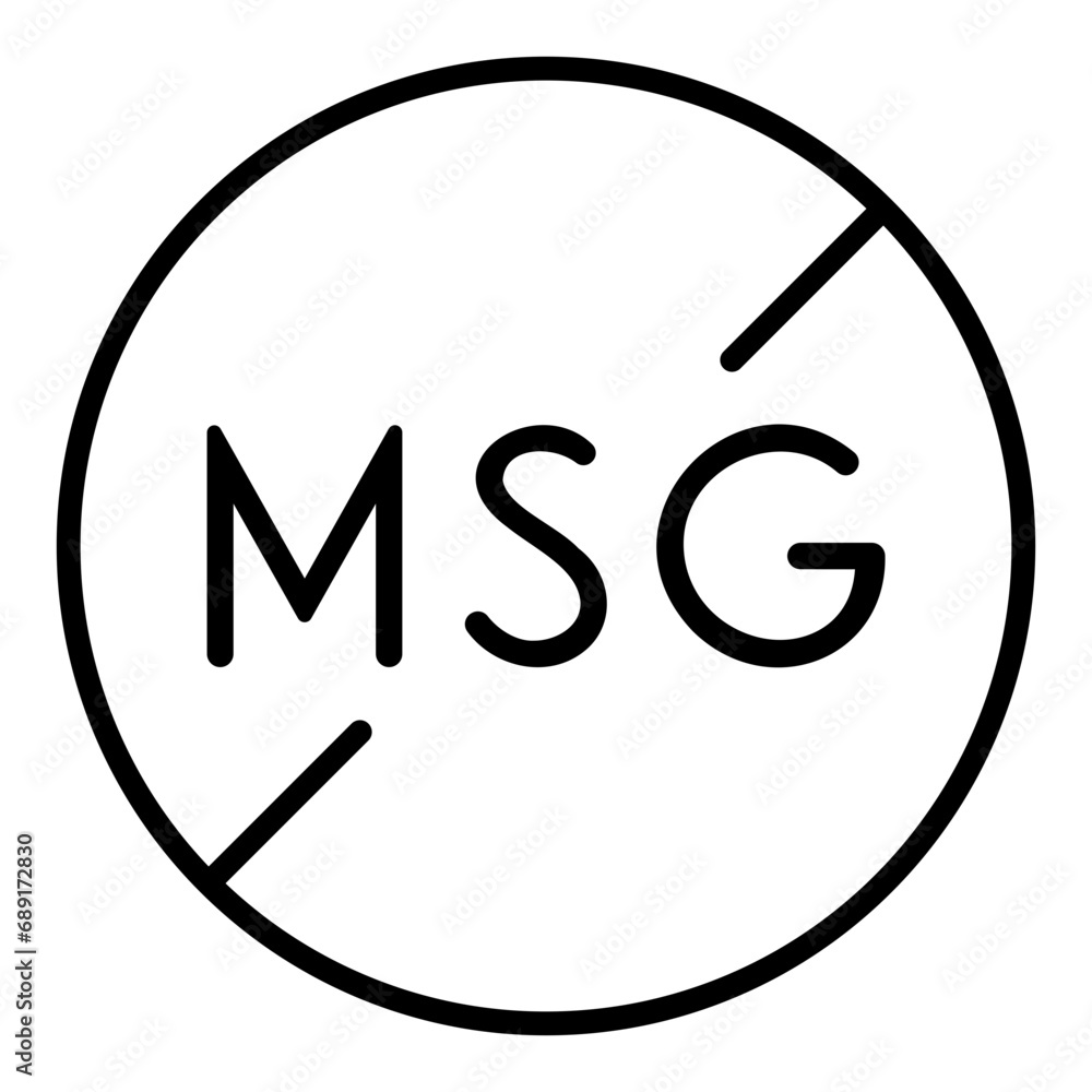 Black single round no msg thin line icon, unnatural ingredient no ...