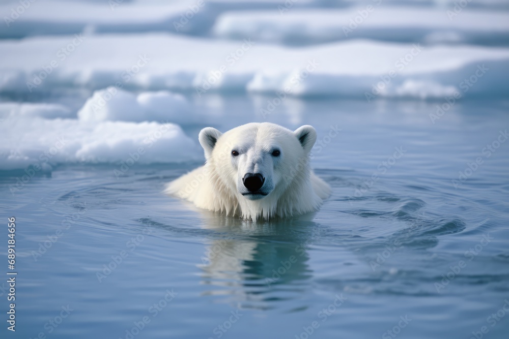 Melting Ice Caps, Polar Bear At Risk Due To Climate Change Stock Photo ...