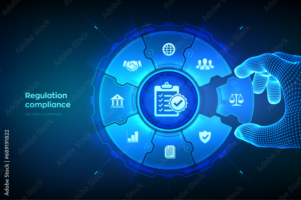 Vetor de Regulation Compliance financial control technology concept ...