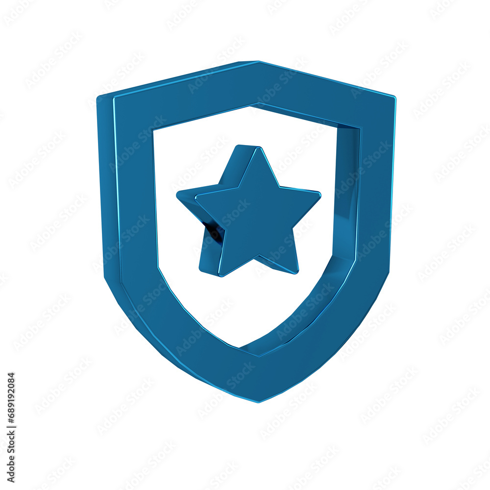Blue Police badge icon isolated on transparent background. Sheriff ...