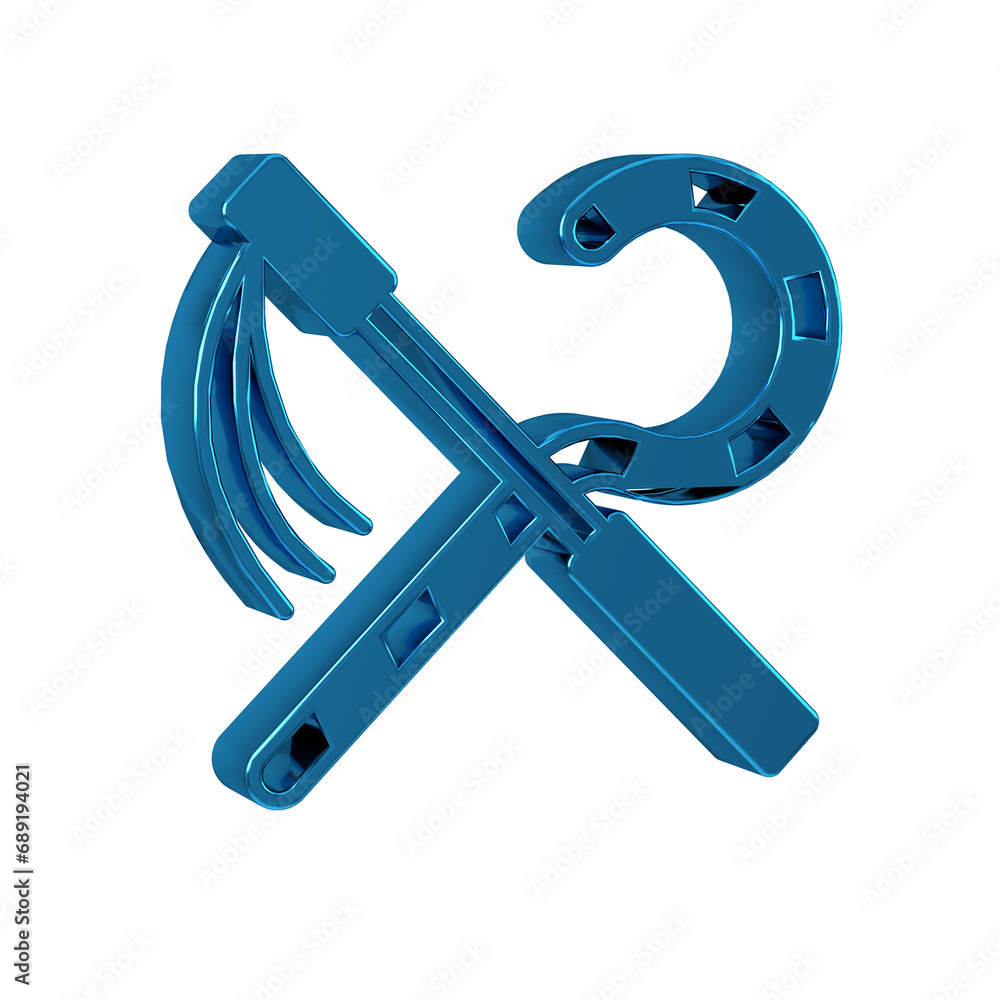 Blue Crook and flail icon isolated on transparent background. Ancient ...