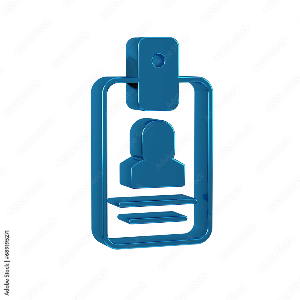 Blue Identification badge icon isolated on transparent background. It ...