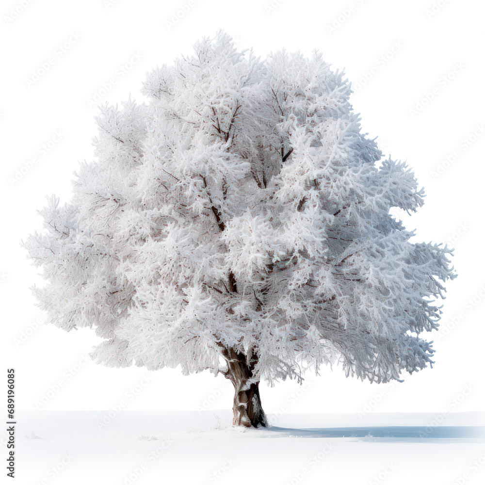 Beautiful winter snowy tree on transparent background, png file Stock ...