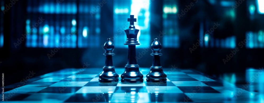 chess pieces on a board. horizontal Wallpaper Creative banner or ...