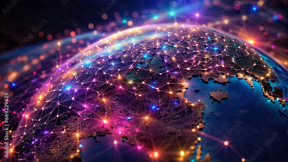 blue planet earth globally distributed abstract background network Distributed Ledger Technology ...