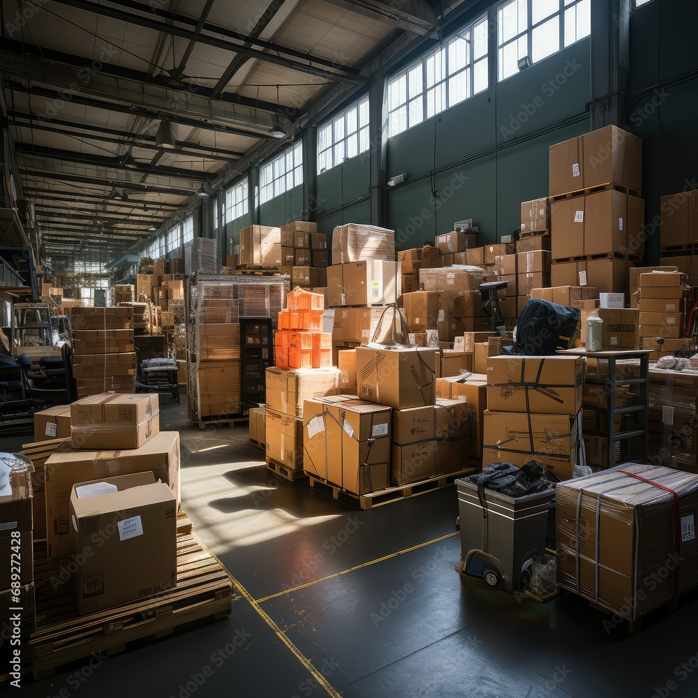 warehouse indoor view with a section dedicated to oversized or ...