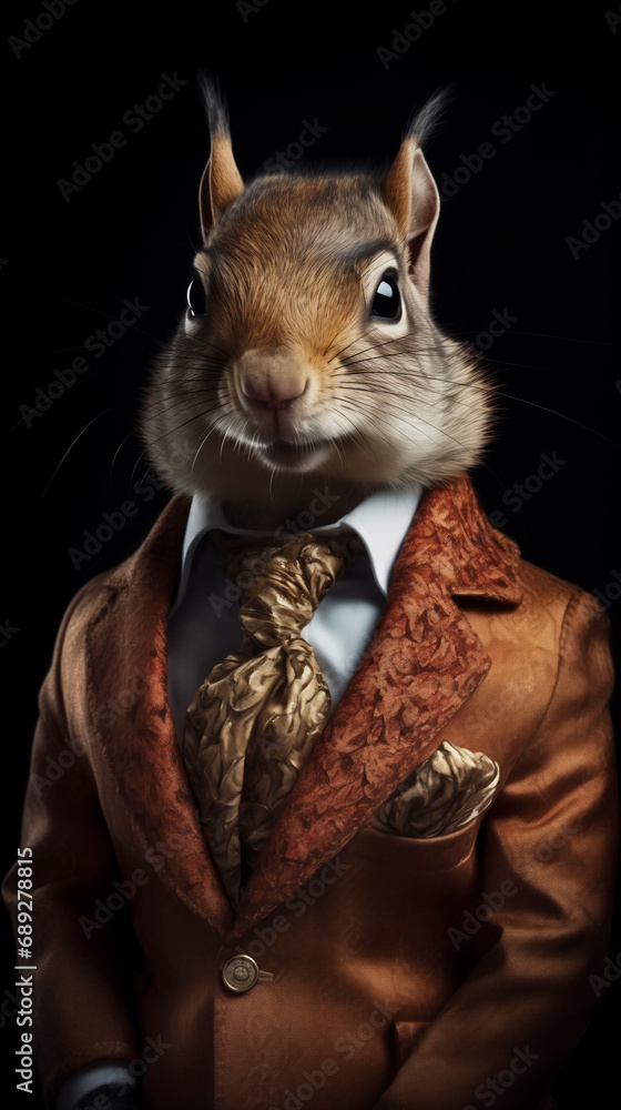 Squirrel dressed in an elegant suit with a nice tie. Fashion portrait ...