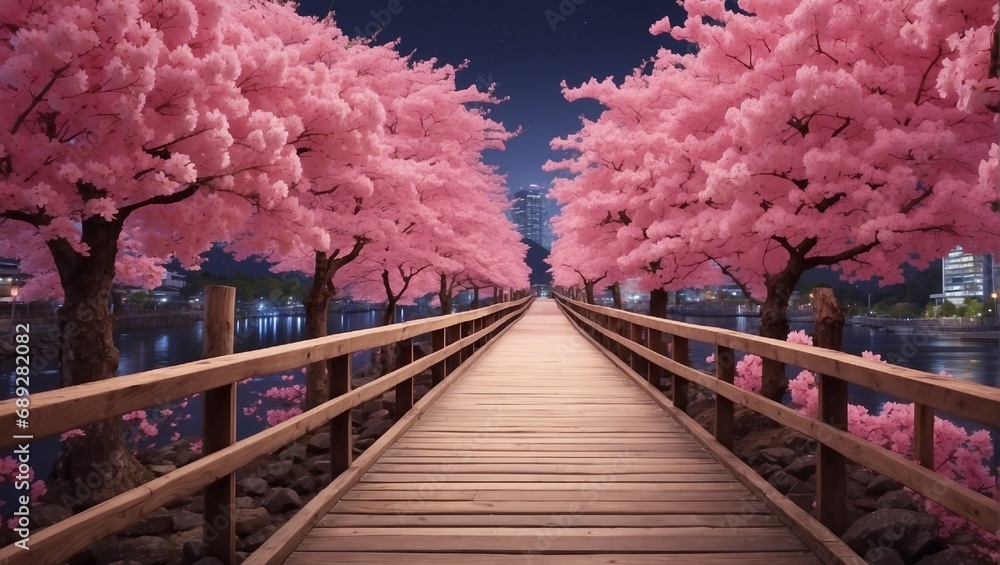 bridge in sspring, sakura, japan, tree, cherry, flower, blossom, pink ...