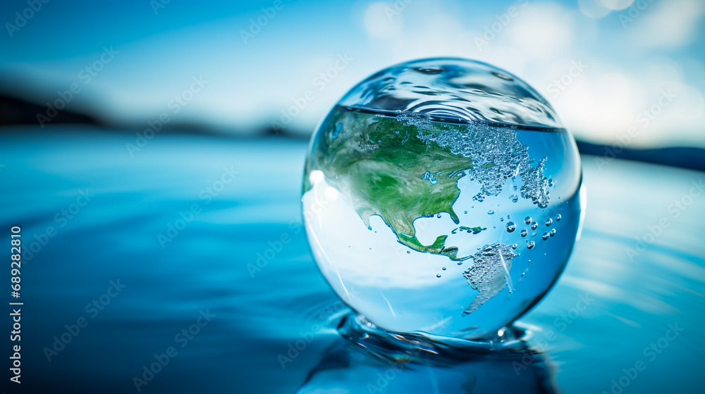 World Water day concept with world in clean water drop on and fresh ...