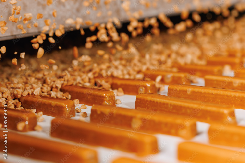 Food industry, wafer production line of modern sweet candy bakery ...