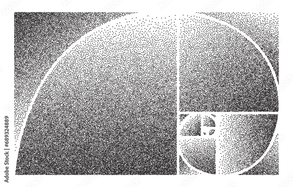 Big Golden ratio stippled spiral - visualization of Fibonacci Sequence ...