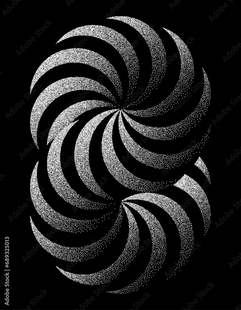 Stippled Op Art Spiral Pattern - Hypnotic Spiral Vector Illustration ...