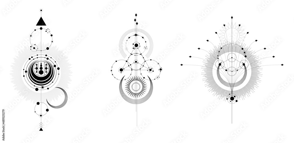 Set of sacred geometry shapes - visualization of sacred geometry vector ...