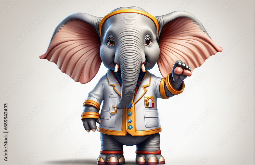 anthropomorphic caricature elephant wearing a chemistry clothing with ...