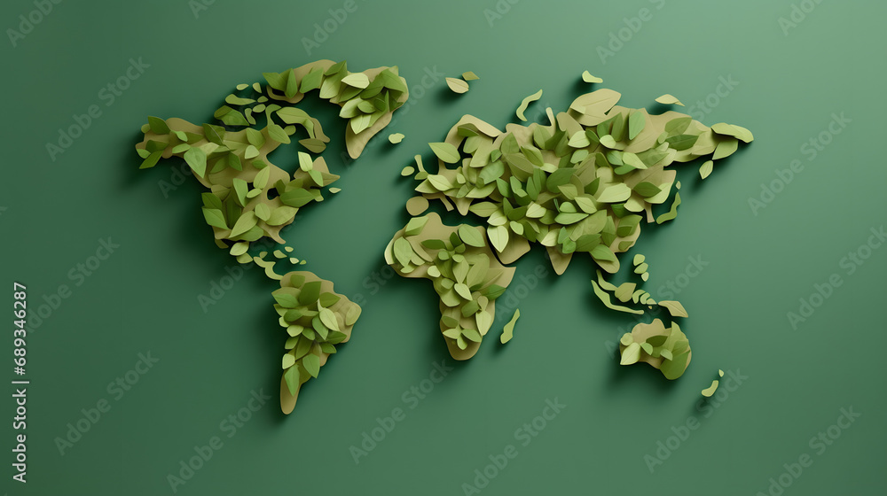 International Earth Day 3d illustration Banner of green paper cut world ...