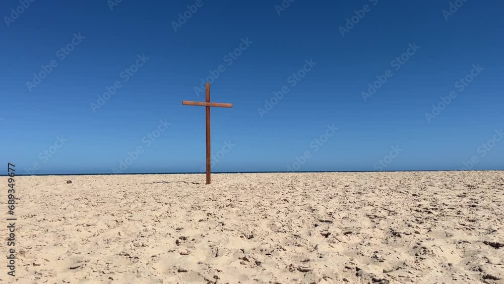 A cross highlighted as a serene and contemplative symbol on the white ...