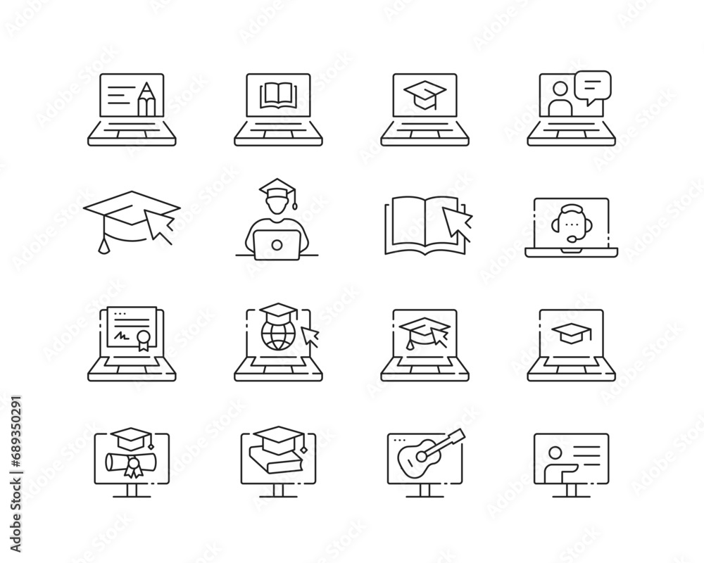 eLearning and education Icon collection containing 16 editable stroke ...