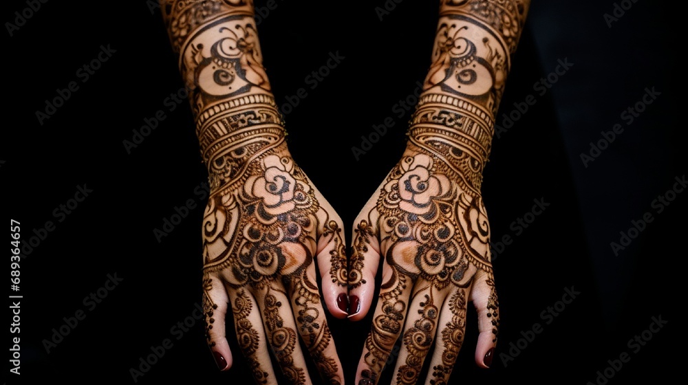 Intricate Mehndi designs showcased on hands for an Indian wedding ...