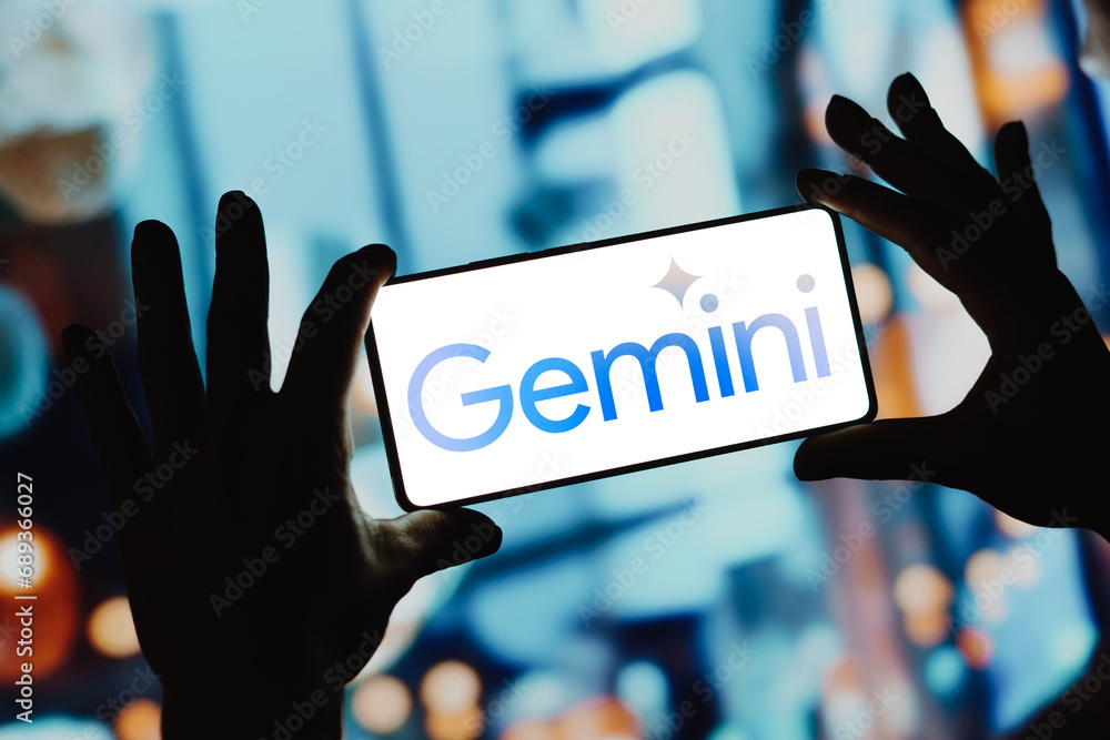 December 6, Brazil. In this photo illustration, the Google Gemini logo ...