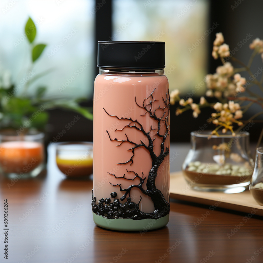 Uniquely designed, sleek, modern, short rectangular mug-like glass cup ...