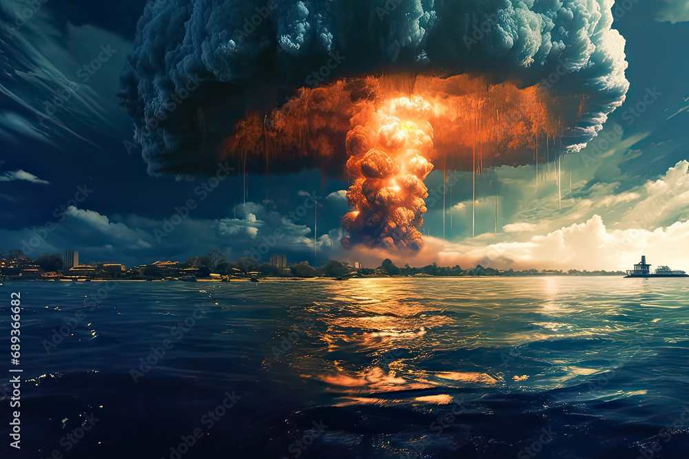 Dystopian aftermath, Stock photo depicting smoke from a nuclear ...