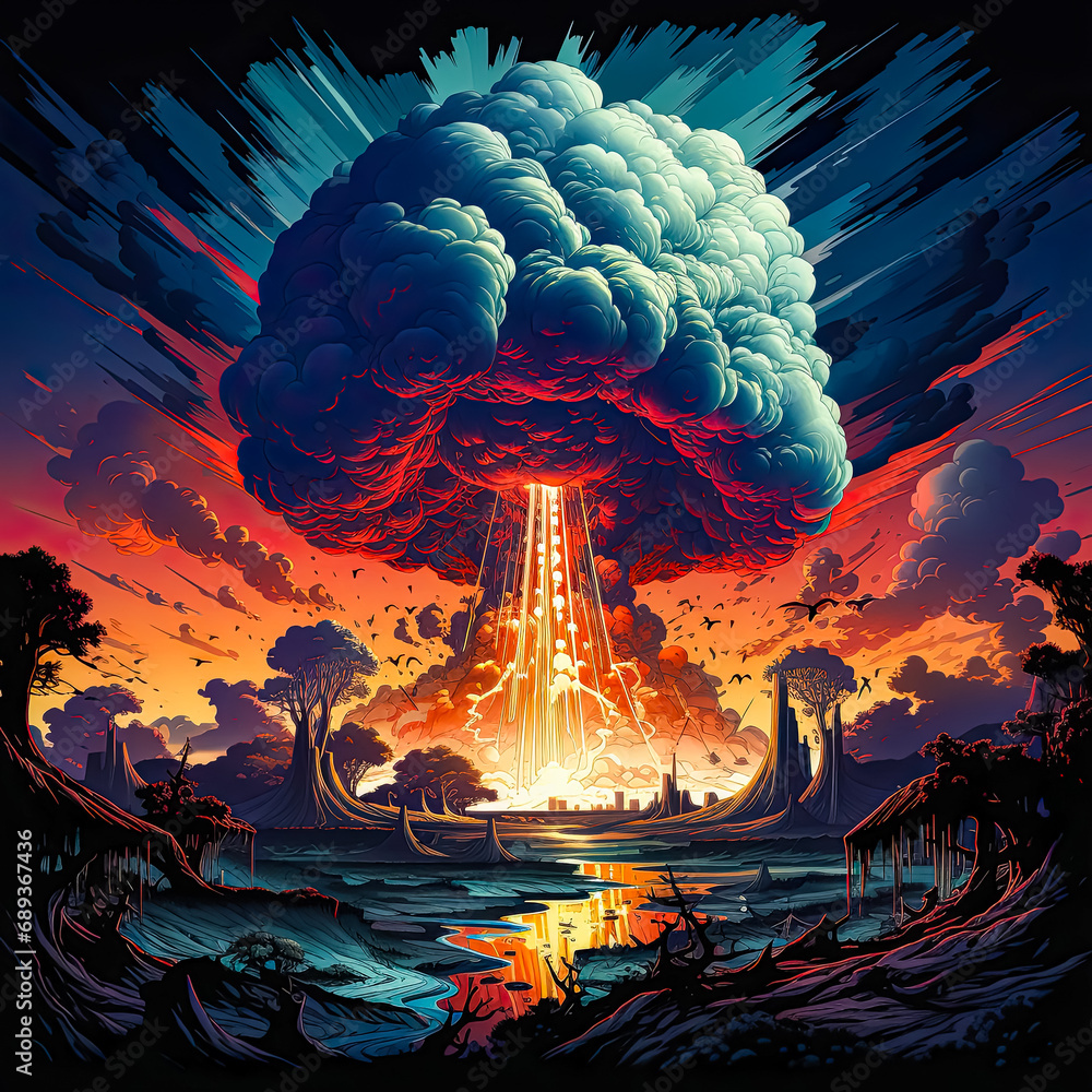 Dystopian aftermath, Stock photo depicting smoke from a nuclear ...