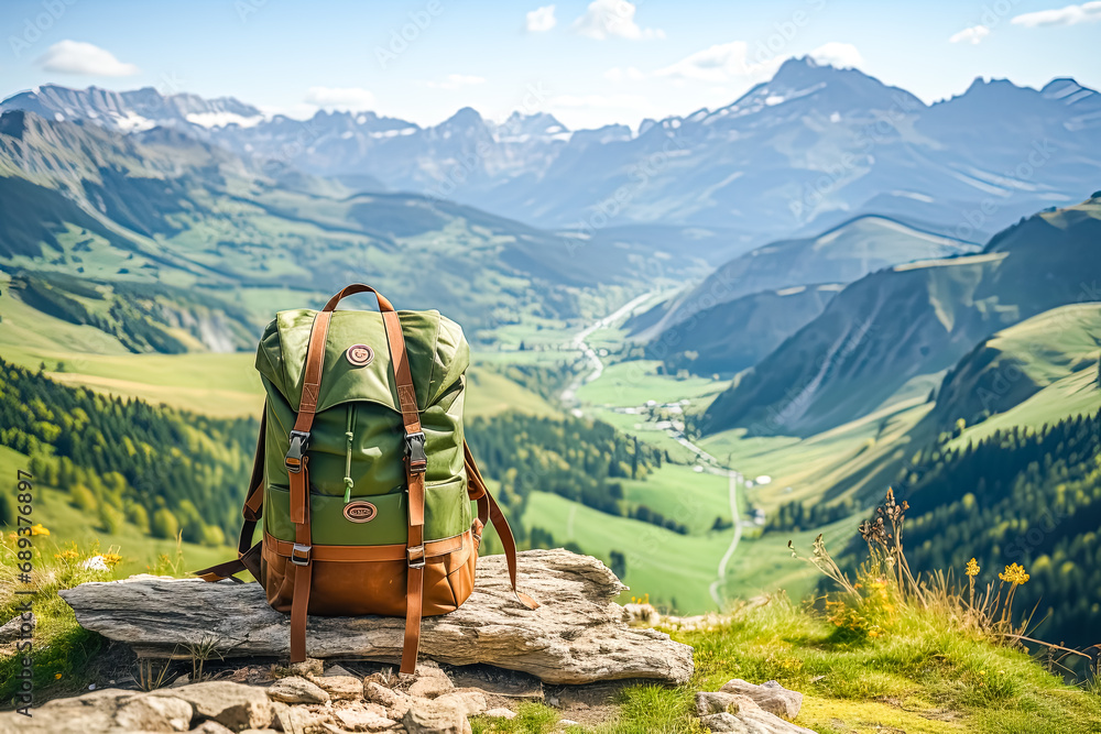 Trail essentials, Stock photo featuring a hiking backpack against a ...