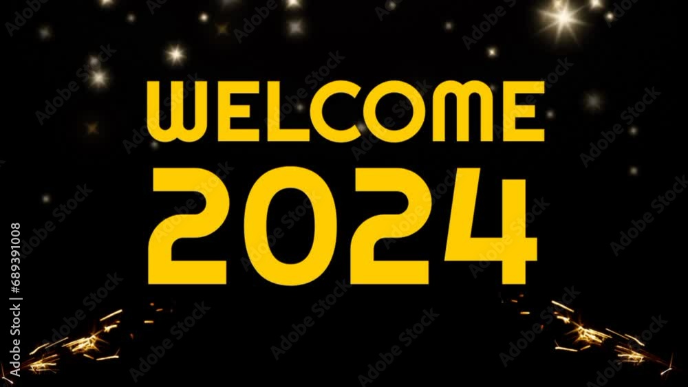 Welcome 2024. Number 2024 on a dark night background with a flashlight ...
