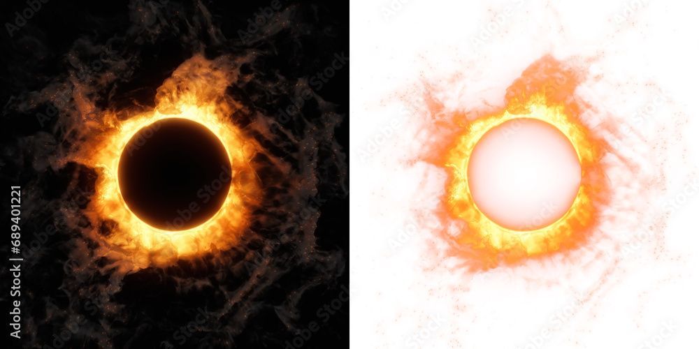 Orange ring with a fiery essence and dynamic flares, explosive energy ...