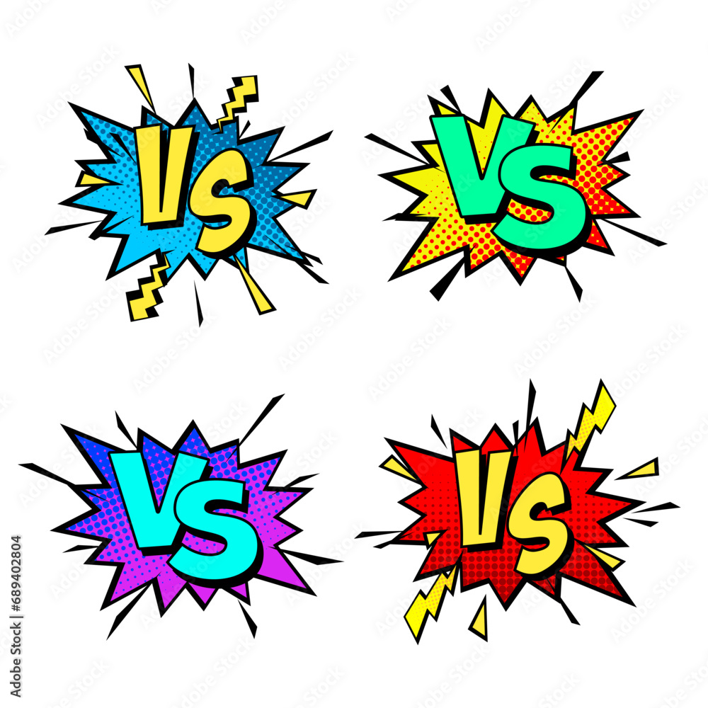Cartoon comic background. Vs, fight versus. Comics book colorful ...