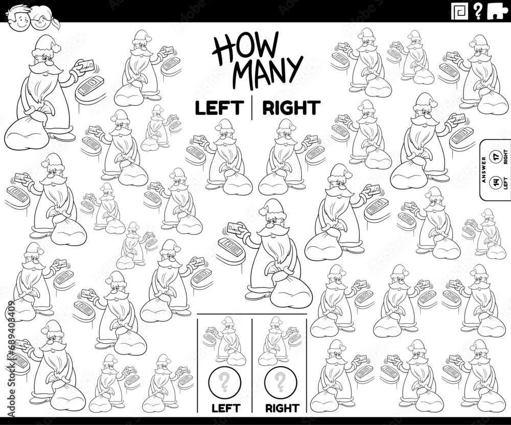 Photo & Art Print counting left and right pictures of cartoon Santa ...