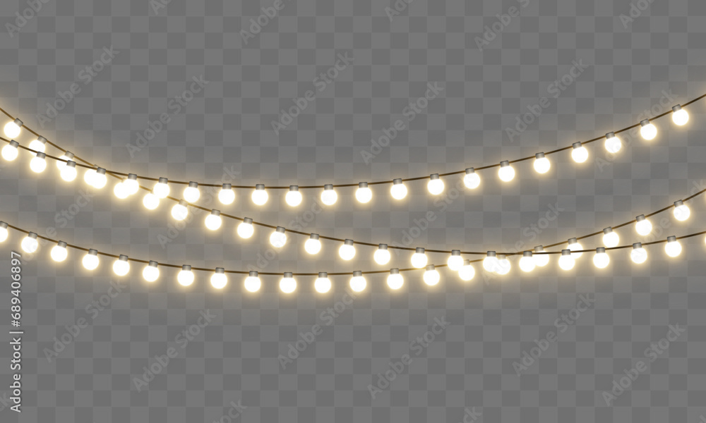 Christmas String Lights. Vector clipart isolated on a transparent ...