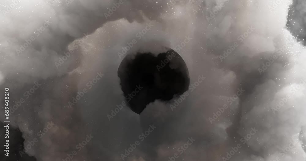 Spiraling smoke animation encircles a black center, perfect for logo ...