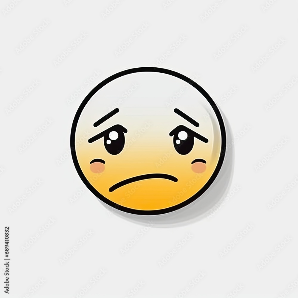 ภาพประกอบสต็อก Yellow Sad Smiley Emoji Sticker, Badge, Emoticon, Label ...