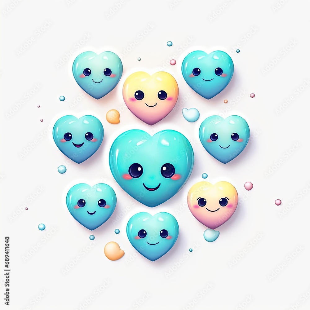 Cute hearts emoticon, sticker, badge, label, print, logo. Valentine ...