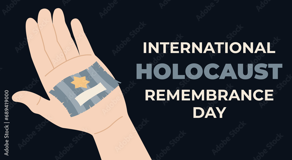 Banner for International Holocaust Remembrance Day with hand holding ...
