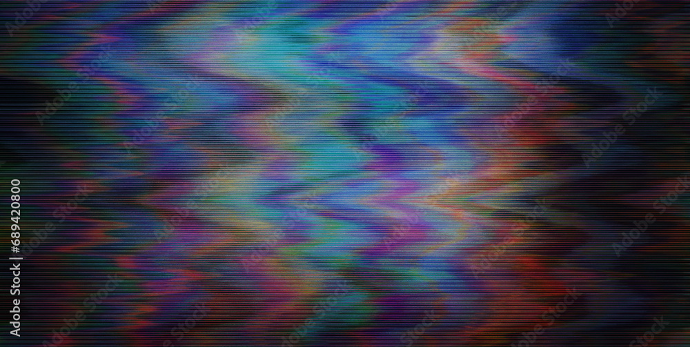 Glitchy flickering screen with distortion, noise and lines, like ...
