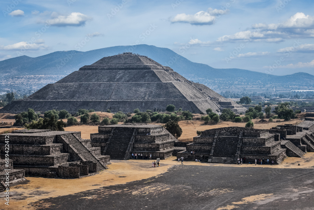 Travel Mexico tourism background - Ancient Pyramid of the Sun ...
