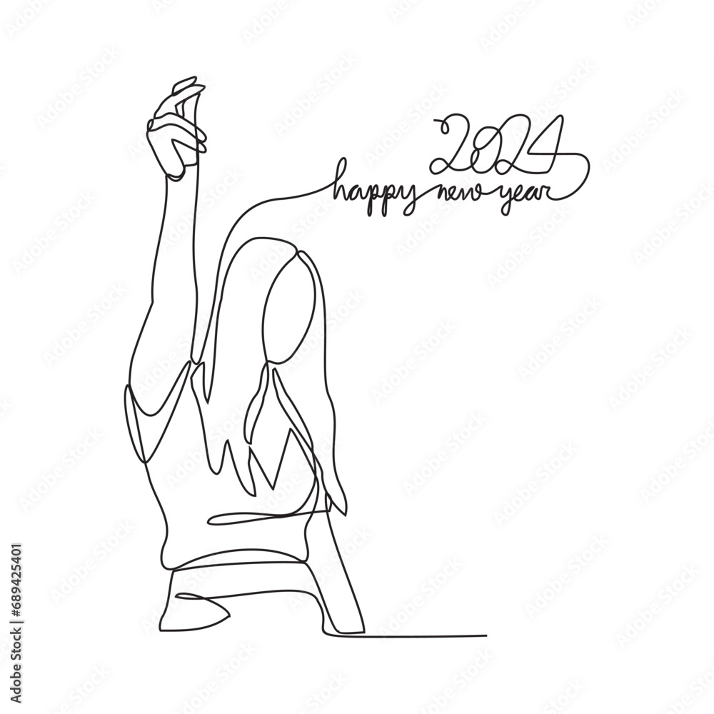 One continuous line drawing of People are having fun throwing parties ...