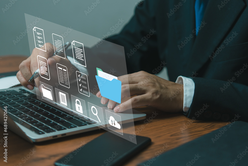 IT working on computer Business processes Document Management System ...