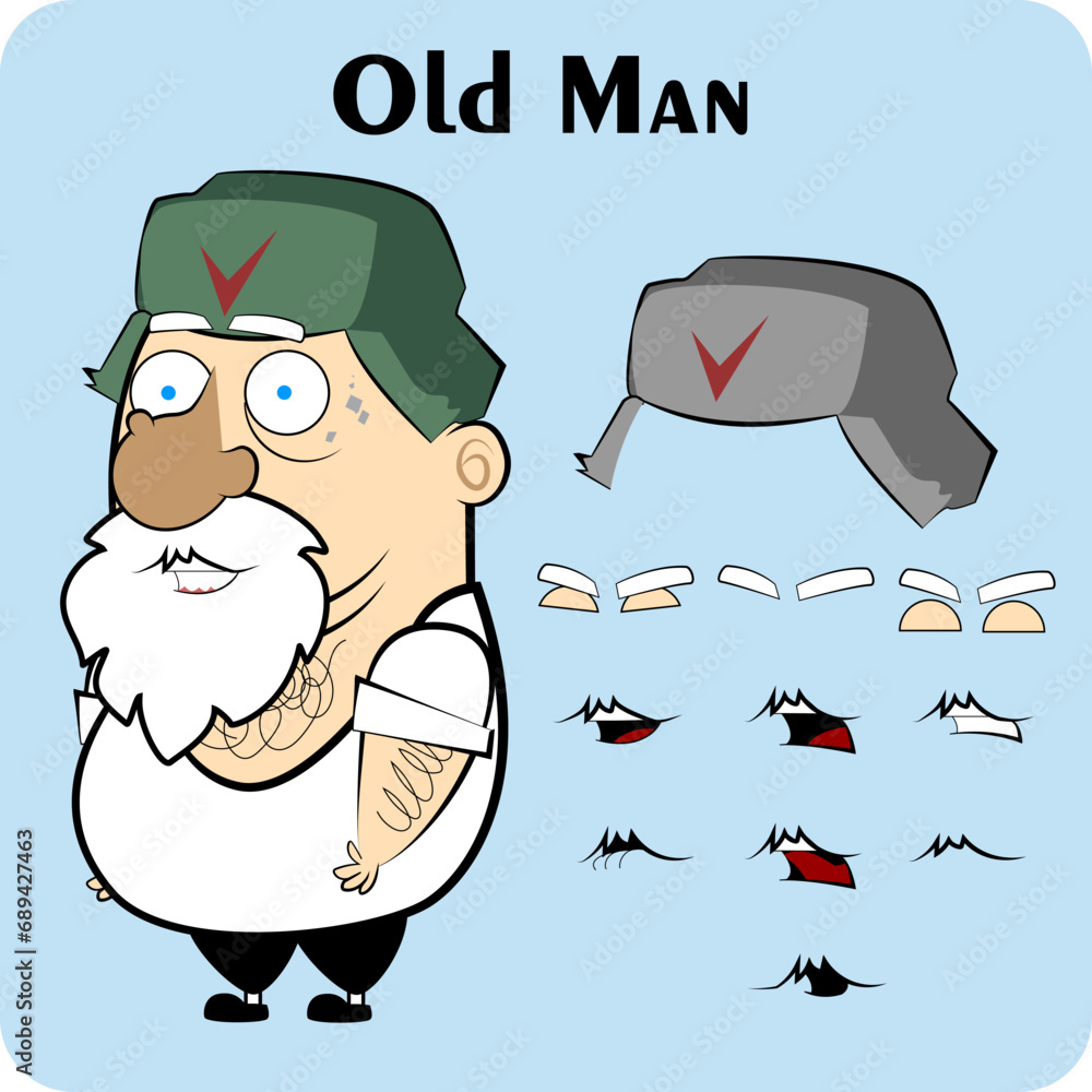Old man design character for animation Stock Vector | Adobe Stock
