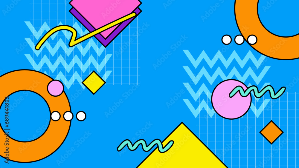 Colorful colourful vector retro nostalgic 90's background Retro trendy ...