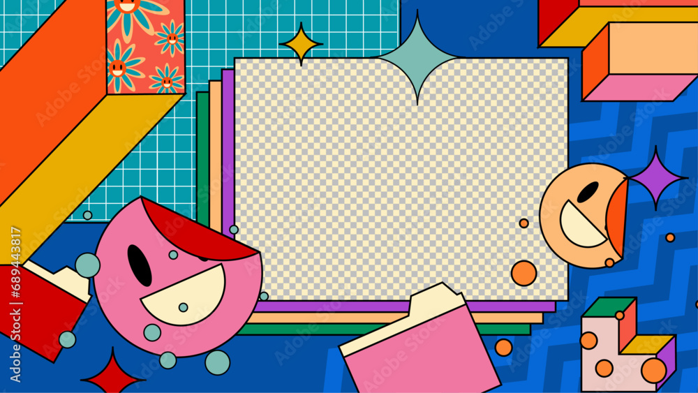 Colorful colourful vector 90s 80s memphis nostalgic retro background ...