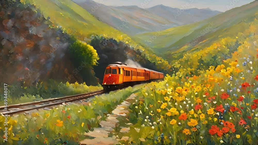 train emerges from cold, dark tunnel into bright, sunny valley, where ...